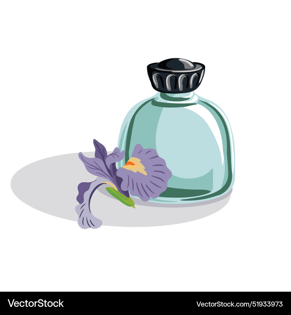 Drawing glass perfume bottle and flower Royalty Free Vector