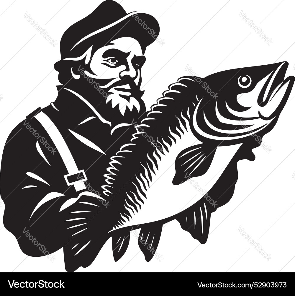 Fisherman logo icon for your events Royalty Free Vector
