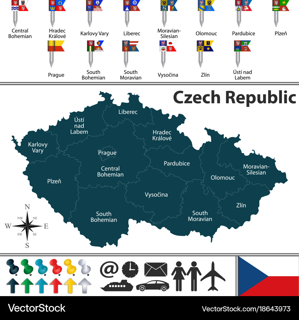 Map of czech republic Royalty Free Vector Image