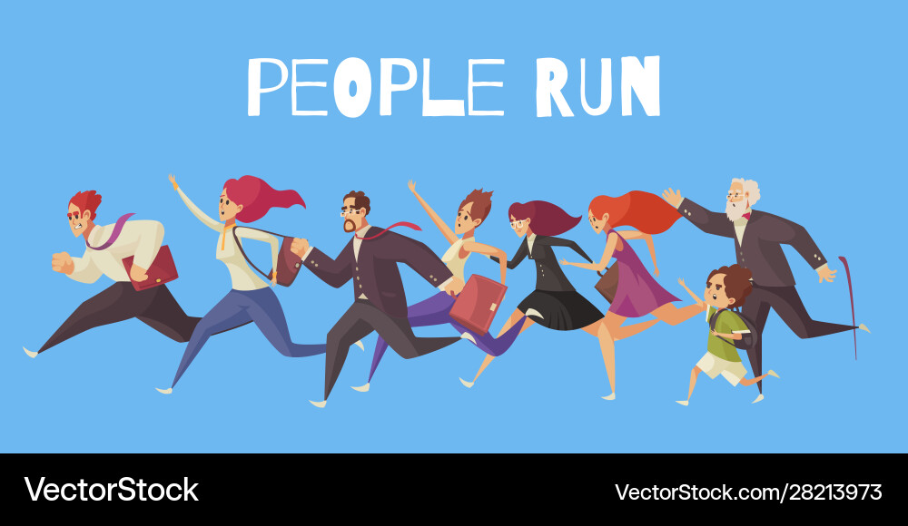 People run blue background Royalty Free Vector Image