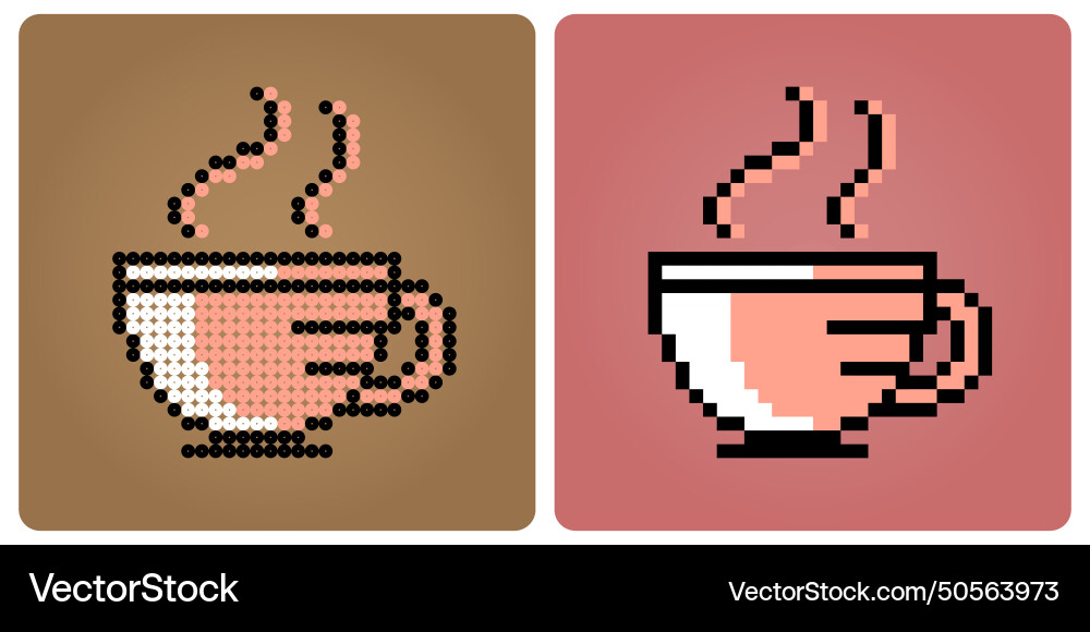 Pixel 8 bit cupcake food dishes Royalty Free Vector Image