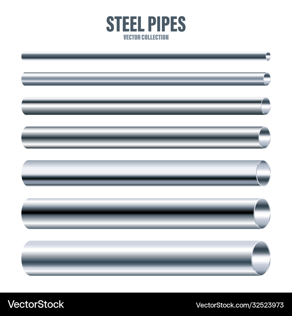 Steel pipes collection construction material Vector Image
