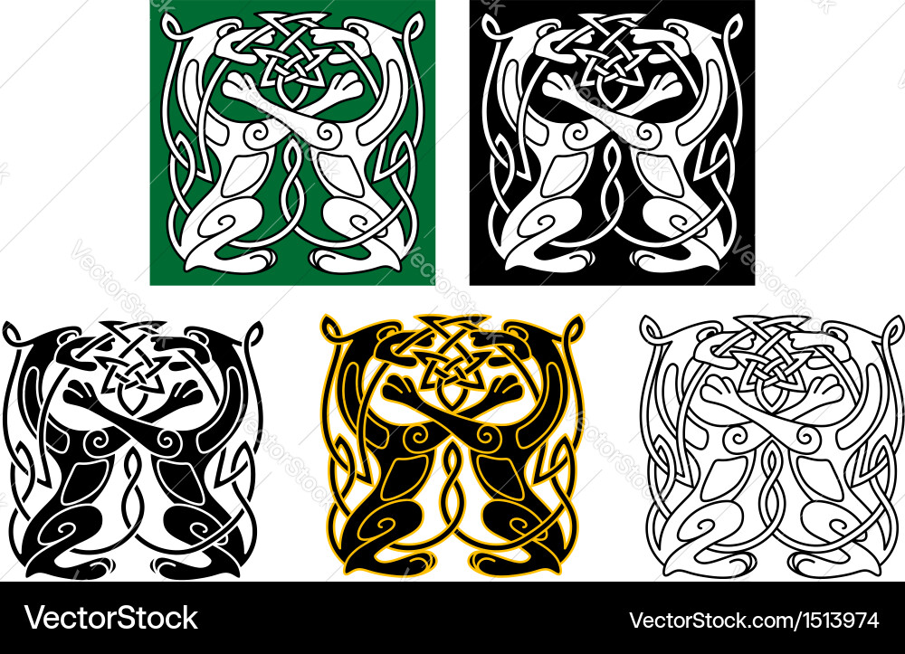 Celtic Knot Dogs and Wolves Royalty Free Vector Image