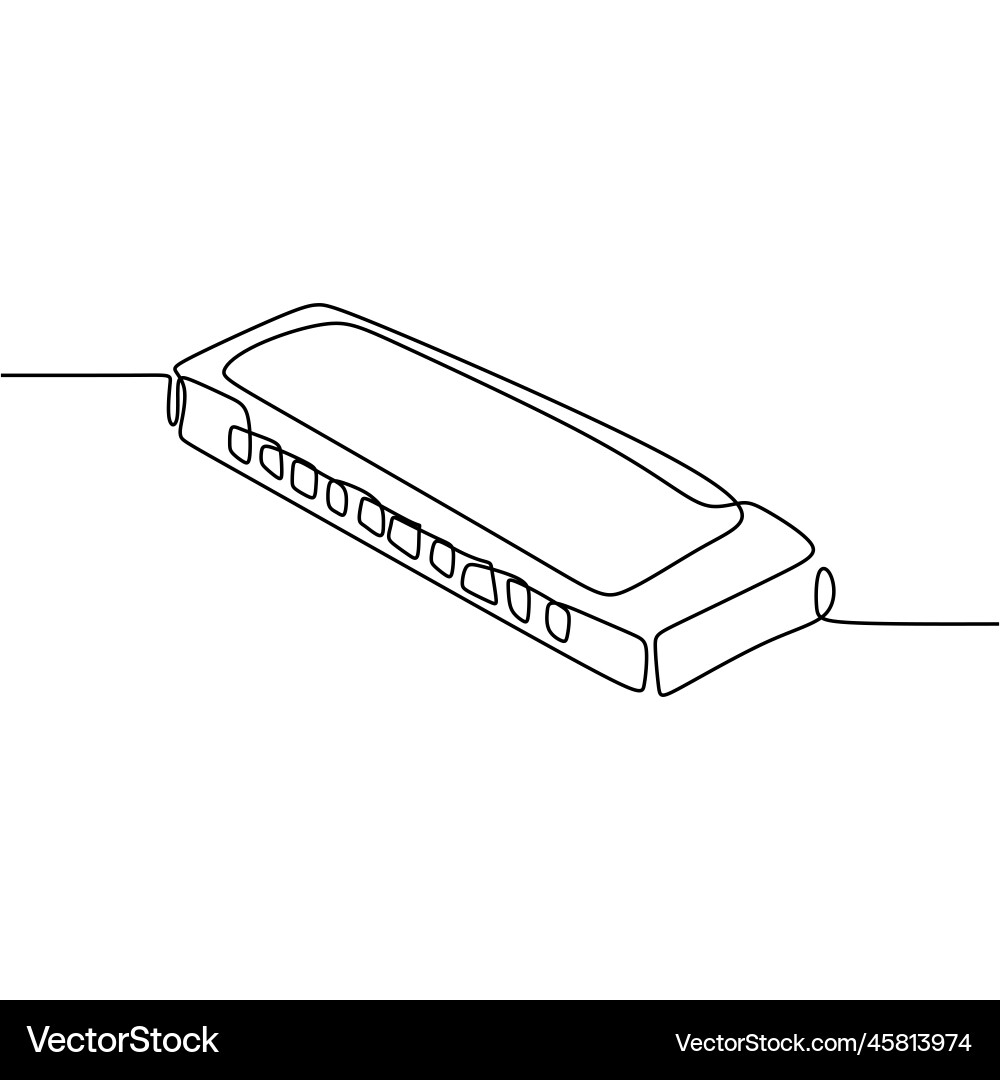 Continuous line drawing harmonica music Royalty Free Vector