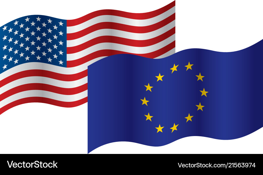 European union and american flags Royalty Free Vector Image