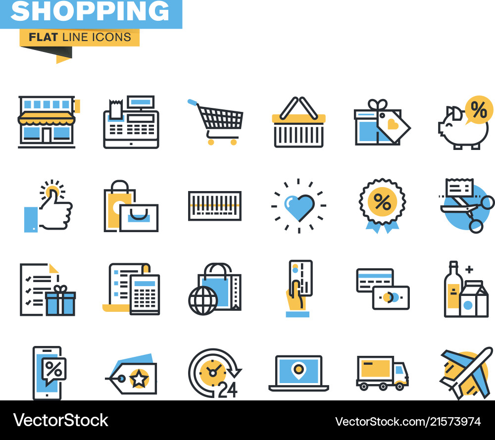 Flat line icon pack for designers and developers Vector Image