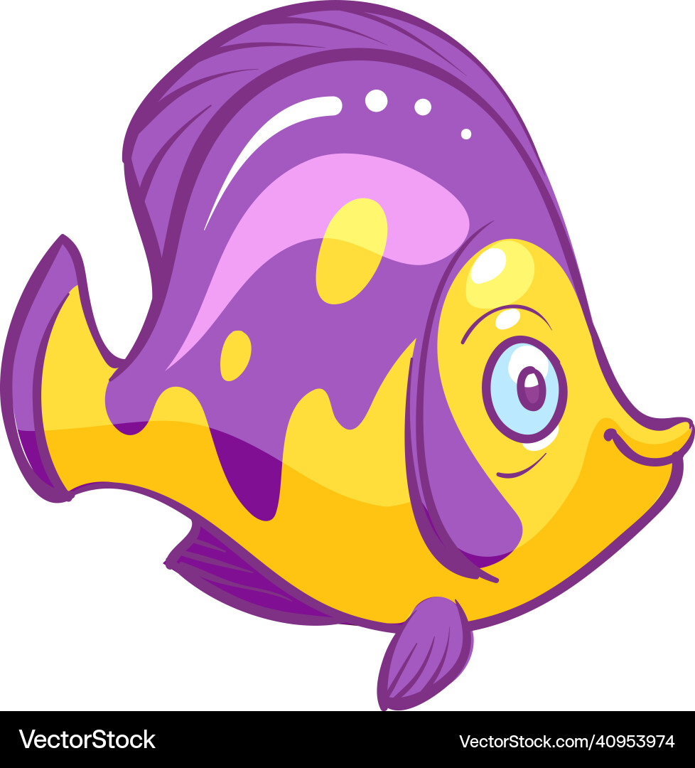 Funny bright fish cartoon mascot exotic ocean Vector Image
