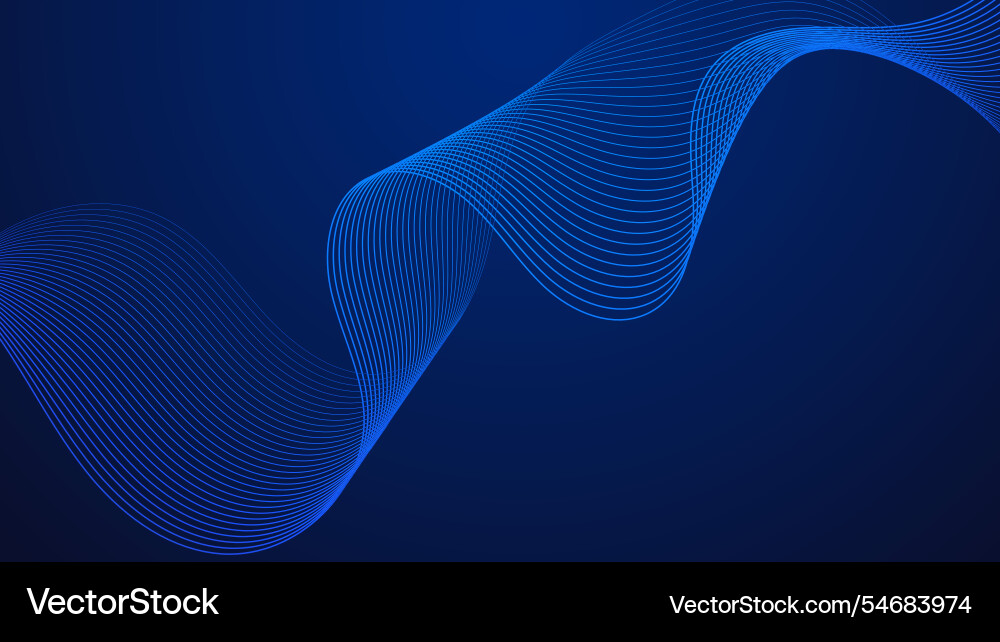 Geometric curved lines in gradient blue tones Vector Image