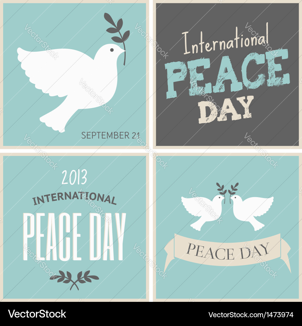 Peace day symbols card collection Royalty Free Vector Image