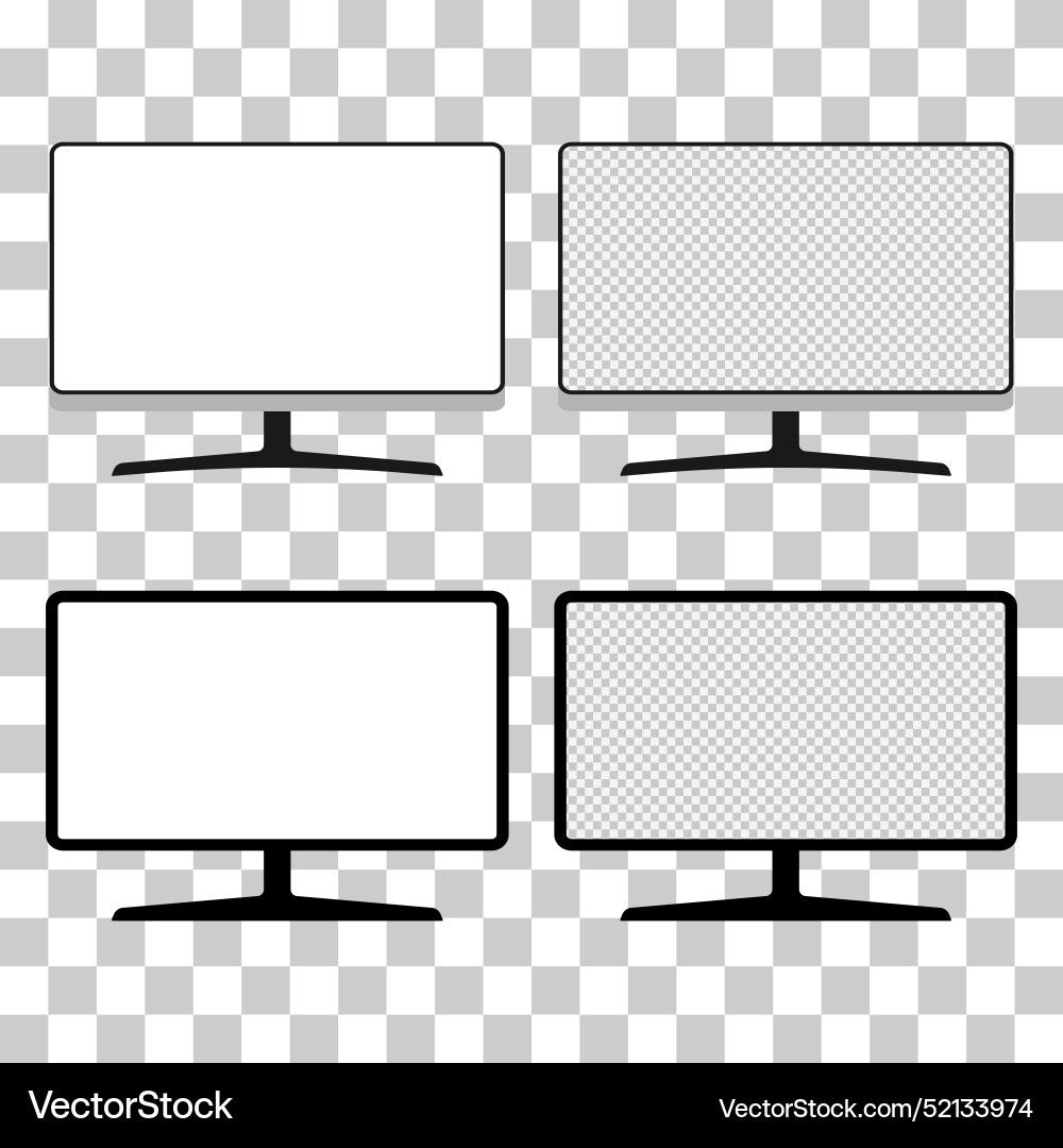 Set of thin pc monitor icon technology device Vector Image