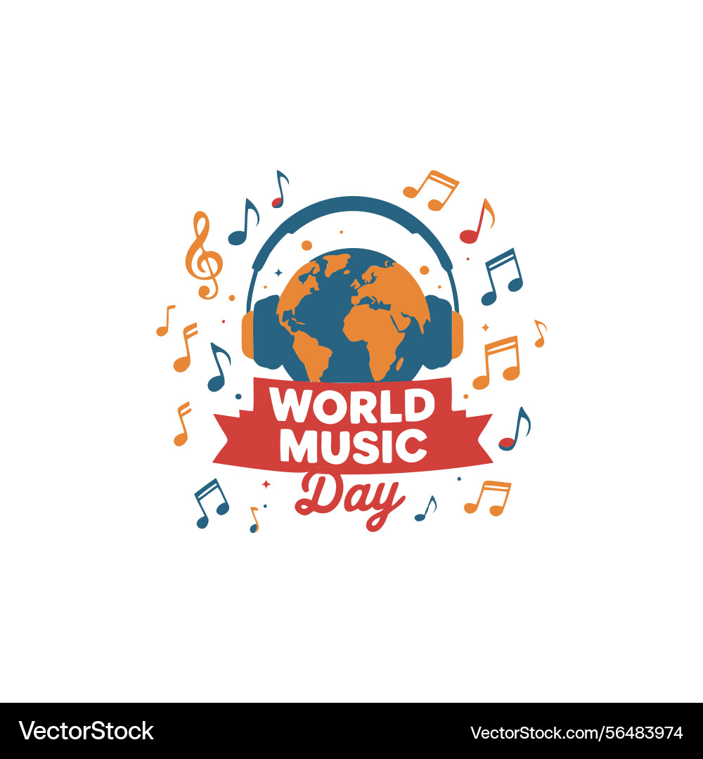 World music day logo Royalty Free Vector Image