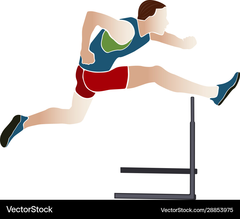 Athlete runner hurdles Royalty Free Vector Image