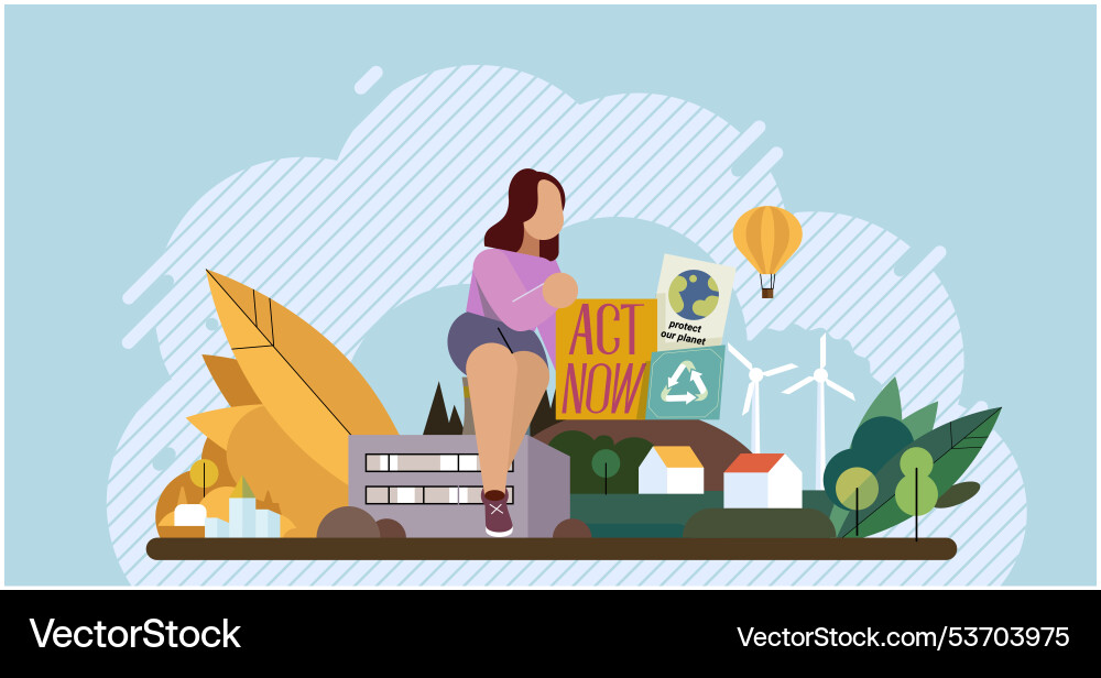 Climate change save the planet choose renewable Vector Image