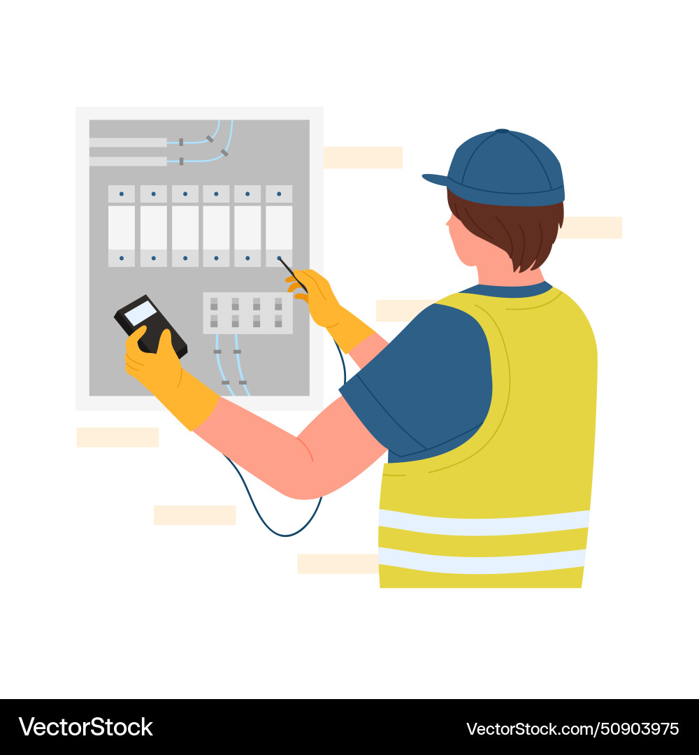 Electrician worker checking voltage Royalty Free Vector