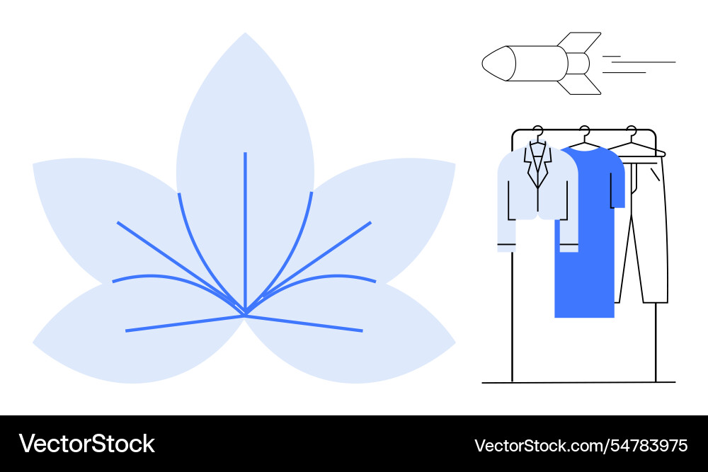 Stylish clothing rack with outer space rocket Vector Image