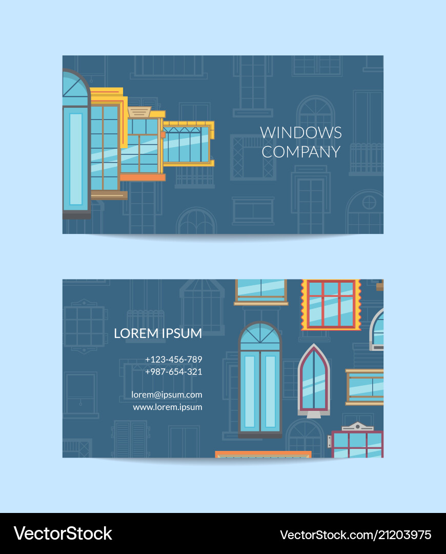 Window flat icons business card Royalty Free Vector Image