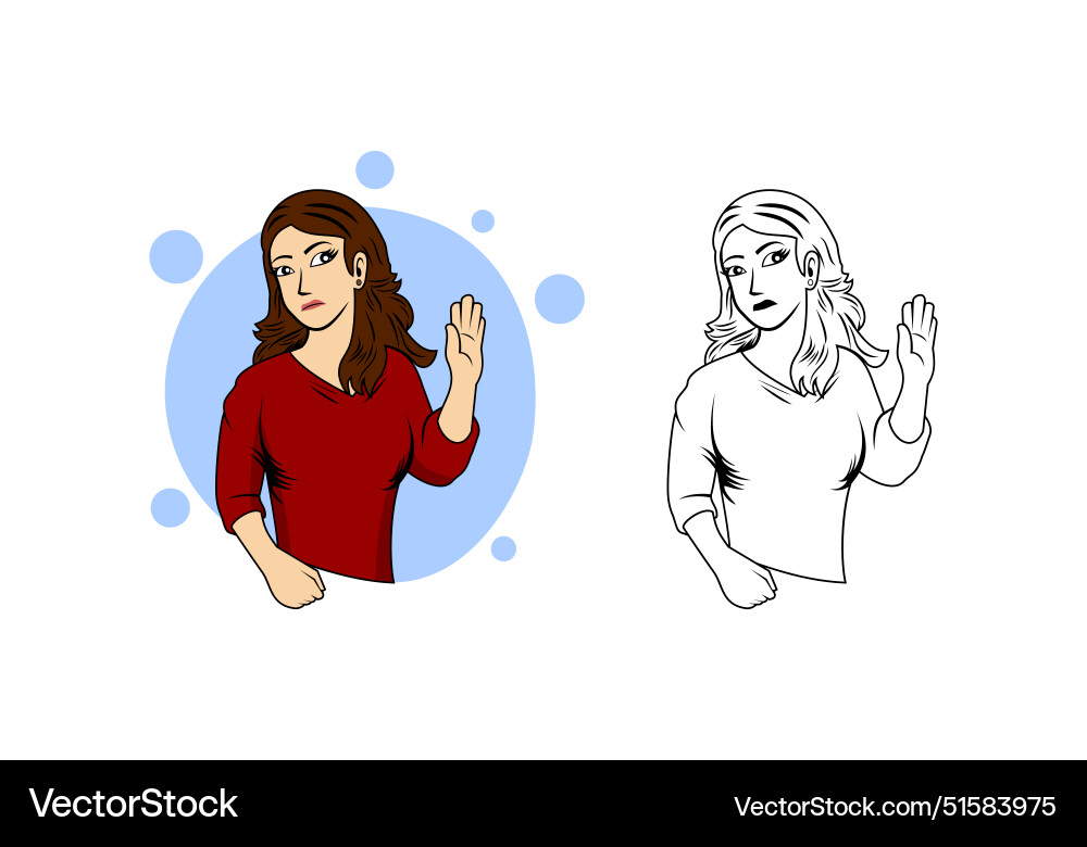 Woman character say no design Royalty Free Vector Image