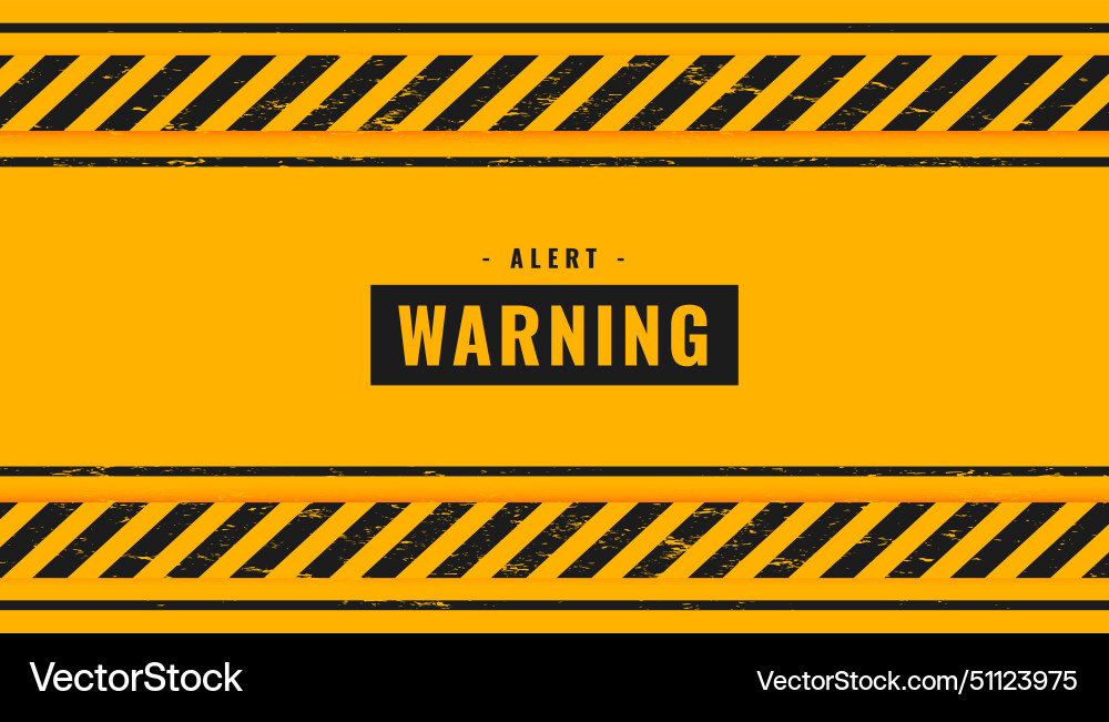 Yellow warning alert background with black stipe Vector Image