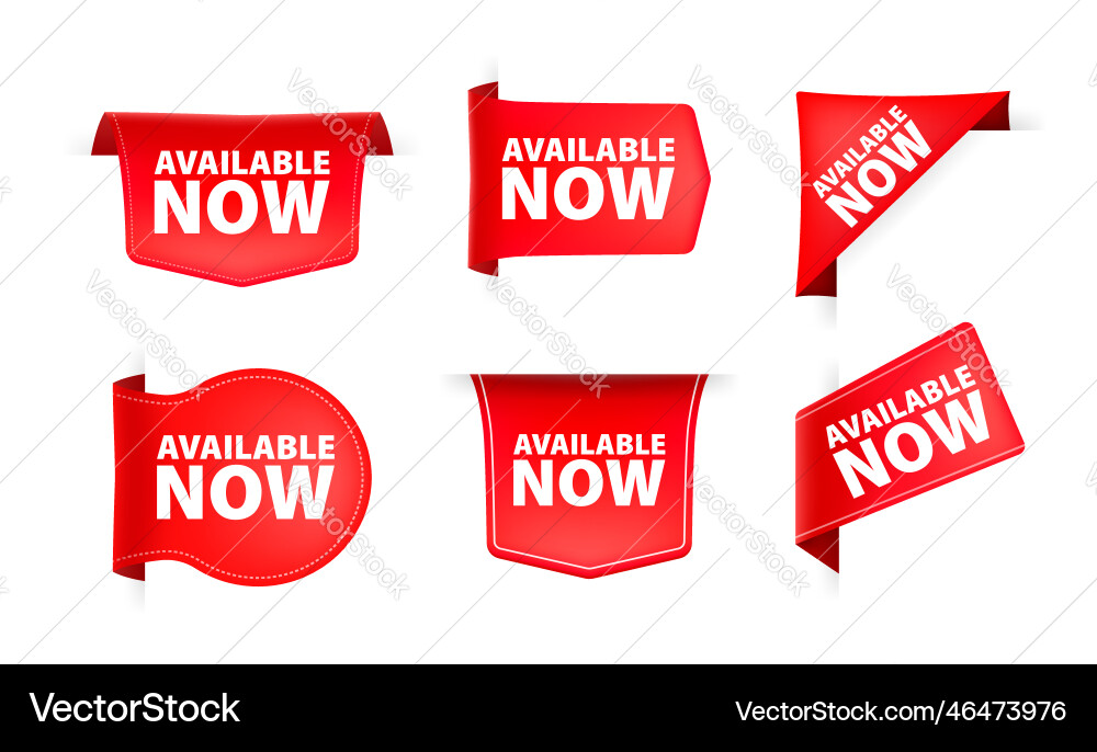 Available Now Banner - Red Ribbon Royalty Free Vector Image