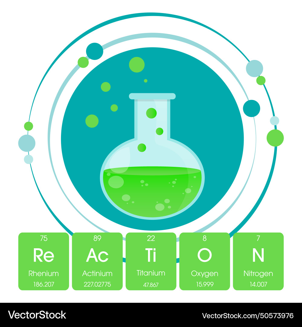 Chemical reaction periodic table elements graphic Vector Image
