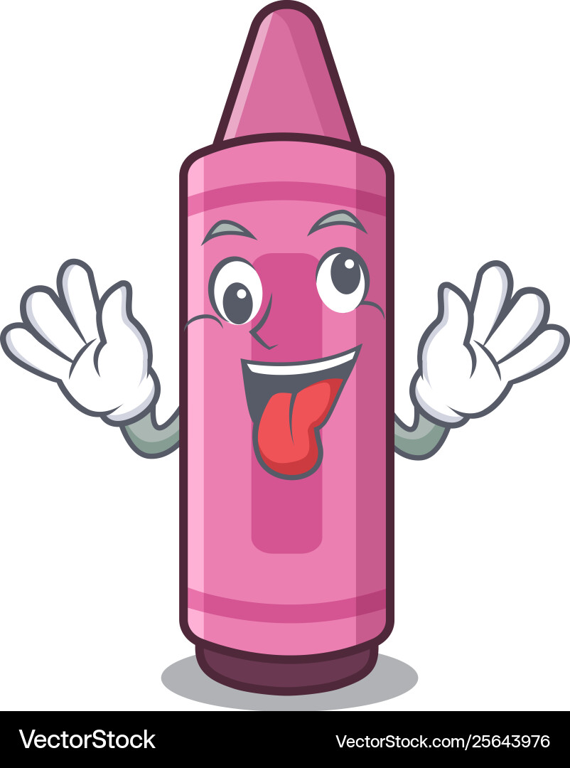 Crazy Pink Crayon Character Royalty Free Vector Image