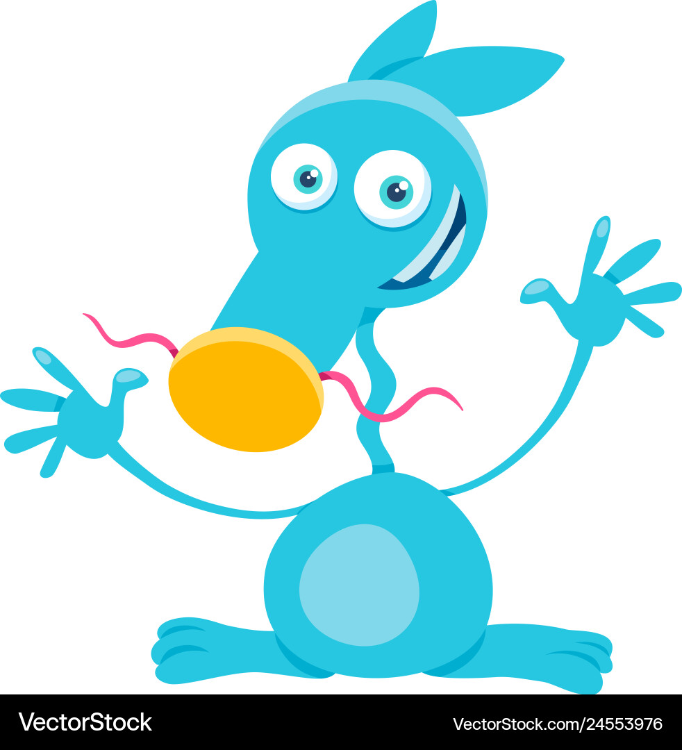 Cute blue fantasy cartoon character Royalty Free Vector