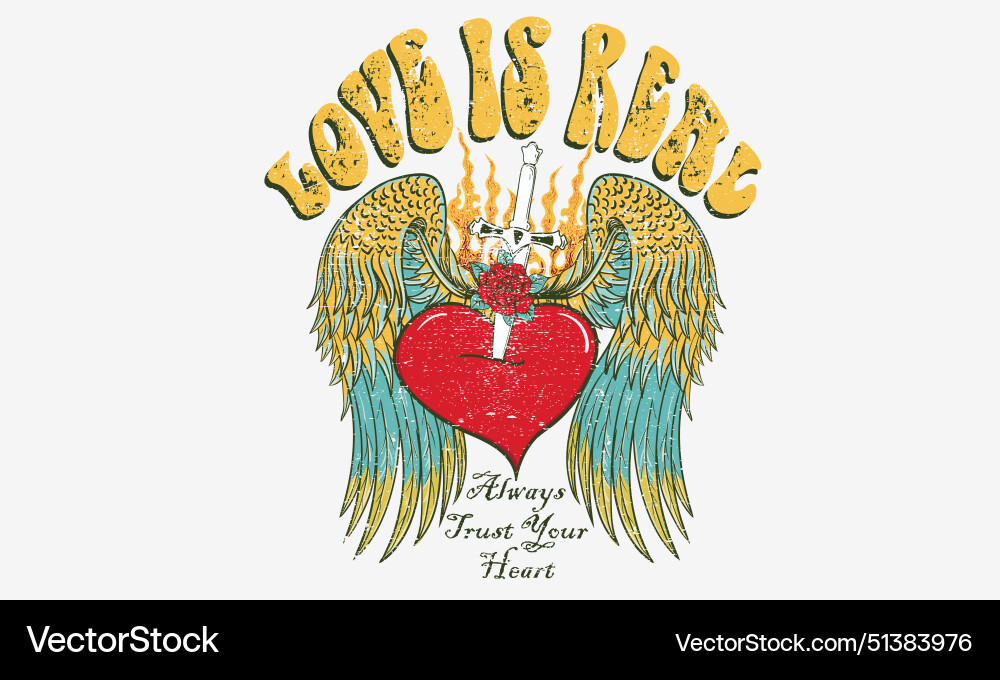 Love is real heart with knife artwork Royalty Free Vector