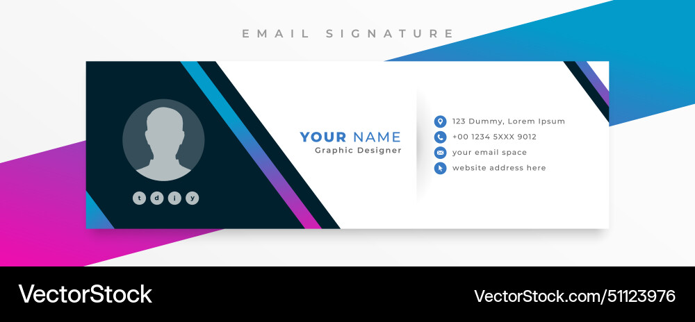 Modern email signature card template with social Vector Image