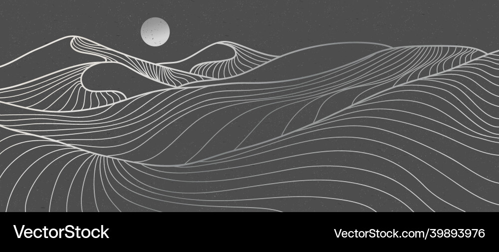 Mountain desert line art print abstract Royalty Free Vector
