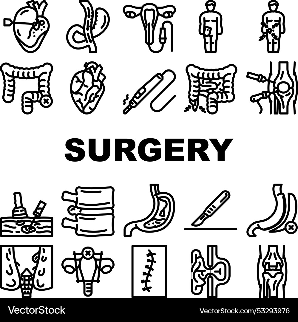 Surgery medical operation icons set Royalty Free Vector