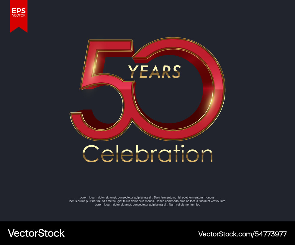 50th anniversary celebration design with red Vector Image