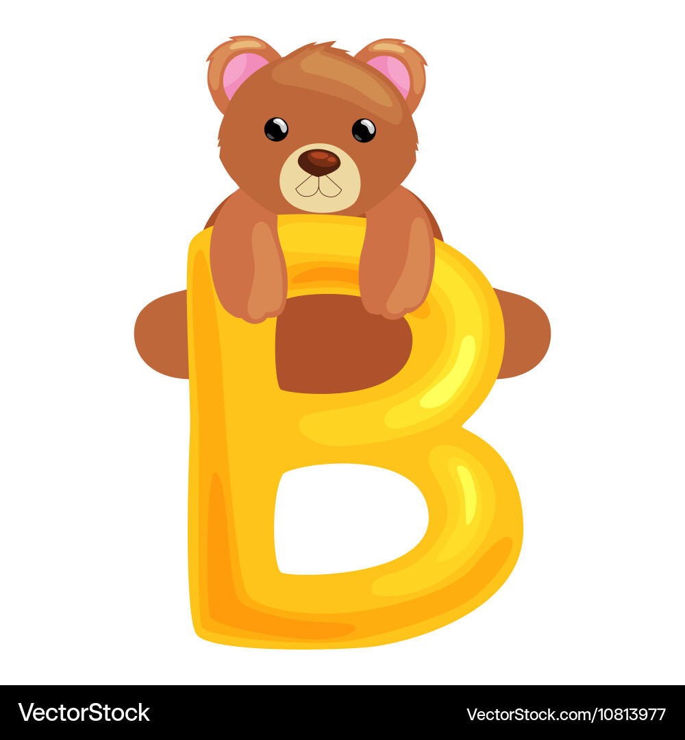 Bear letter with animal for kids abc education Vector Image