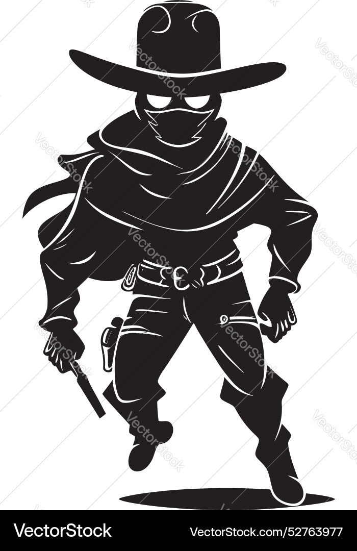 Frontier felon cartoon cowboy robber emblem Vector Image