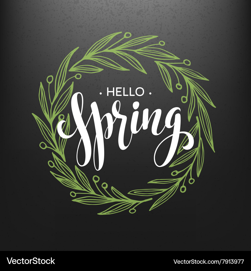 Hello spring wreath flowers Royalty Free Vector Image