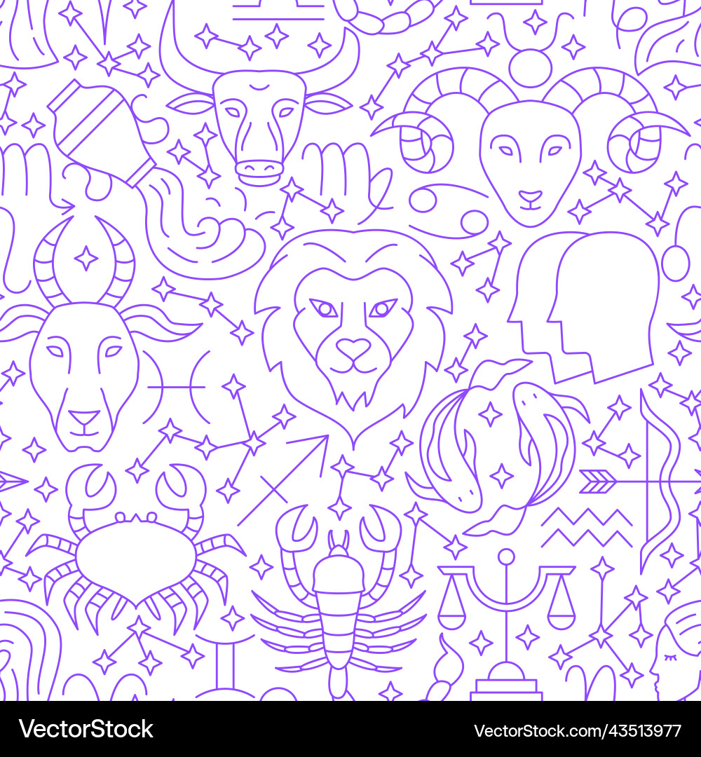 Horoscope line seamless pattern Royalty Free Vector Image