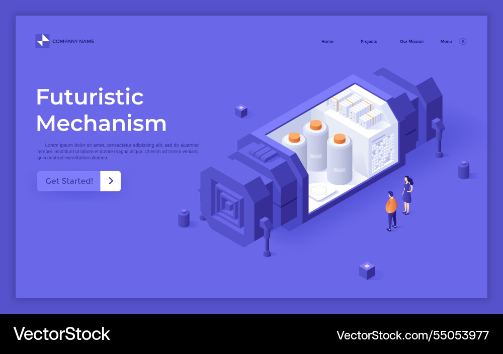 Isometric business landing page template Vector Image