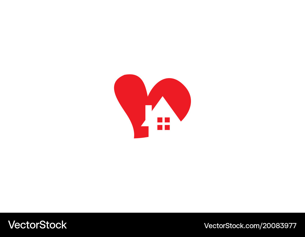 Love heart house logo Royalty Free Vector Image