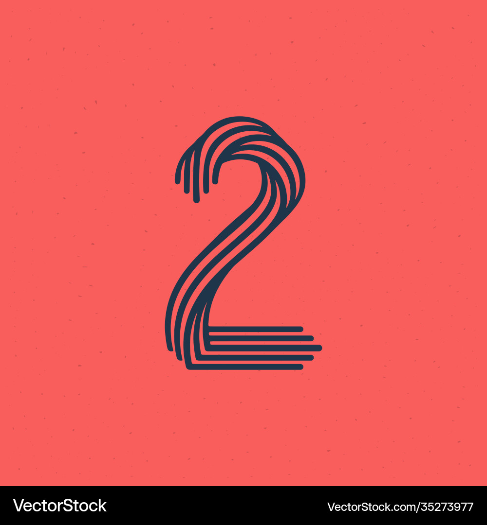 Number two logo made five parallel lines Vector Image