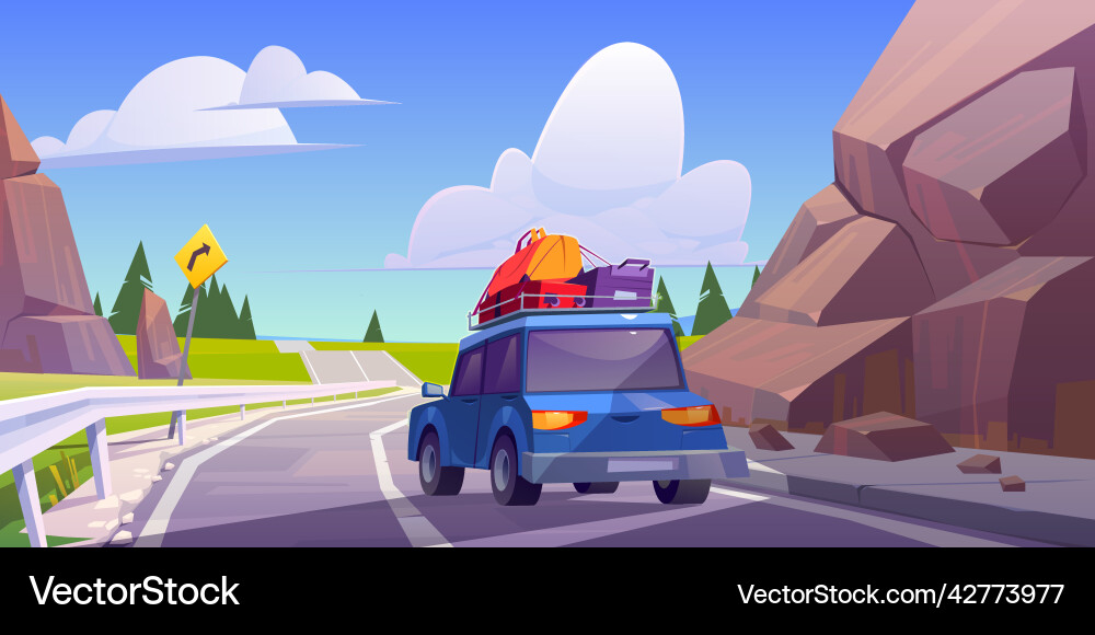 Road trip by car at summer vacation holidays Vector Image