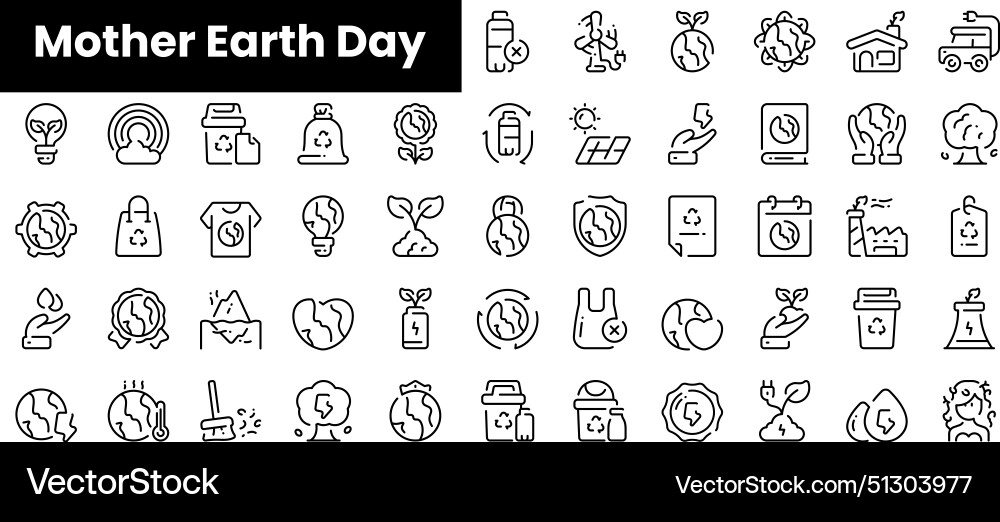 Set von Umriss Mutter Erde Tag Icons minimalistisch