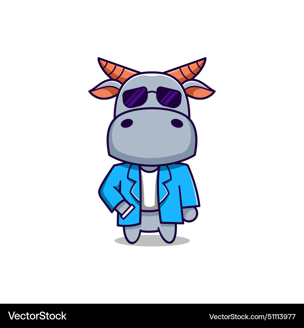 Very cute rhinoceros cartoon logo Royalty Free Vector Image