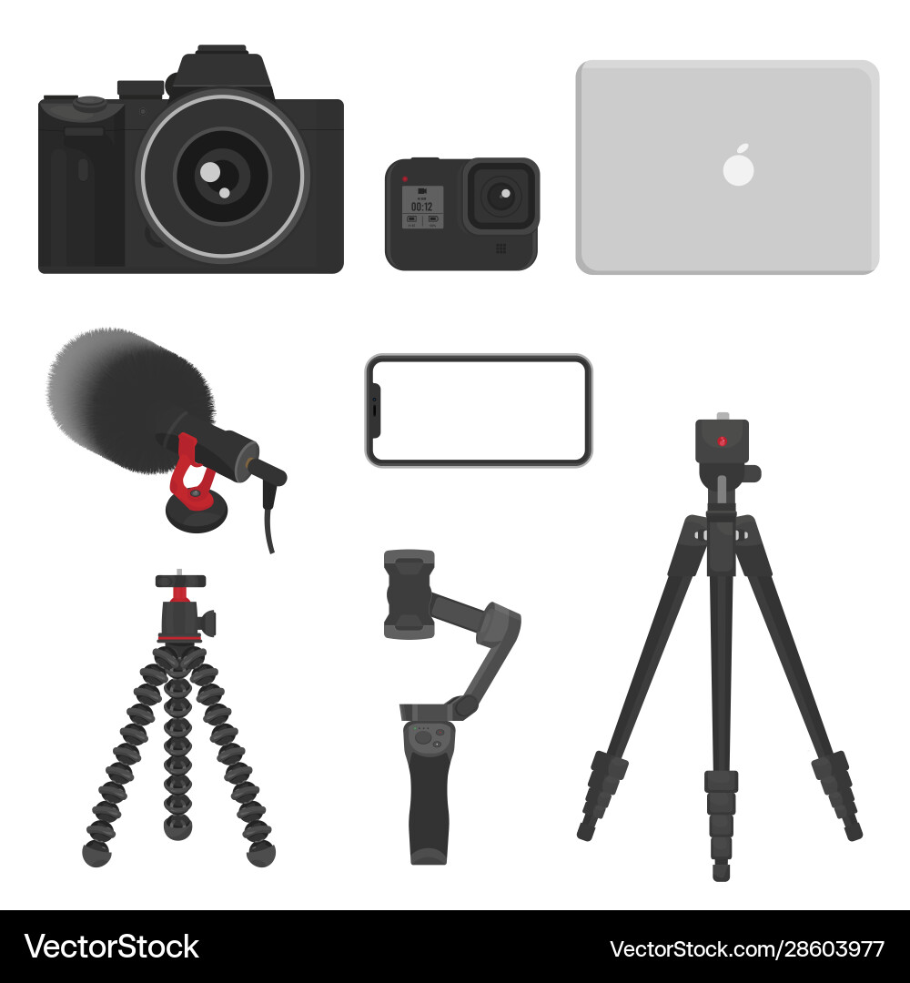 Vlog Camera & Equipment Royalty Free Vector Image