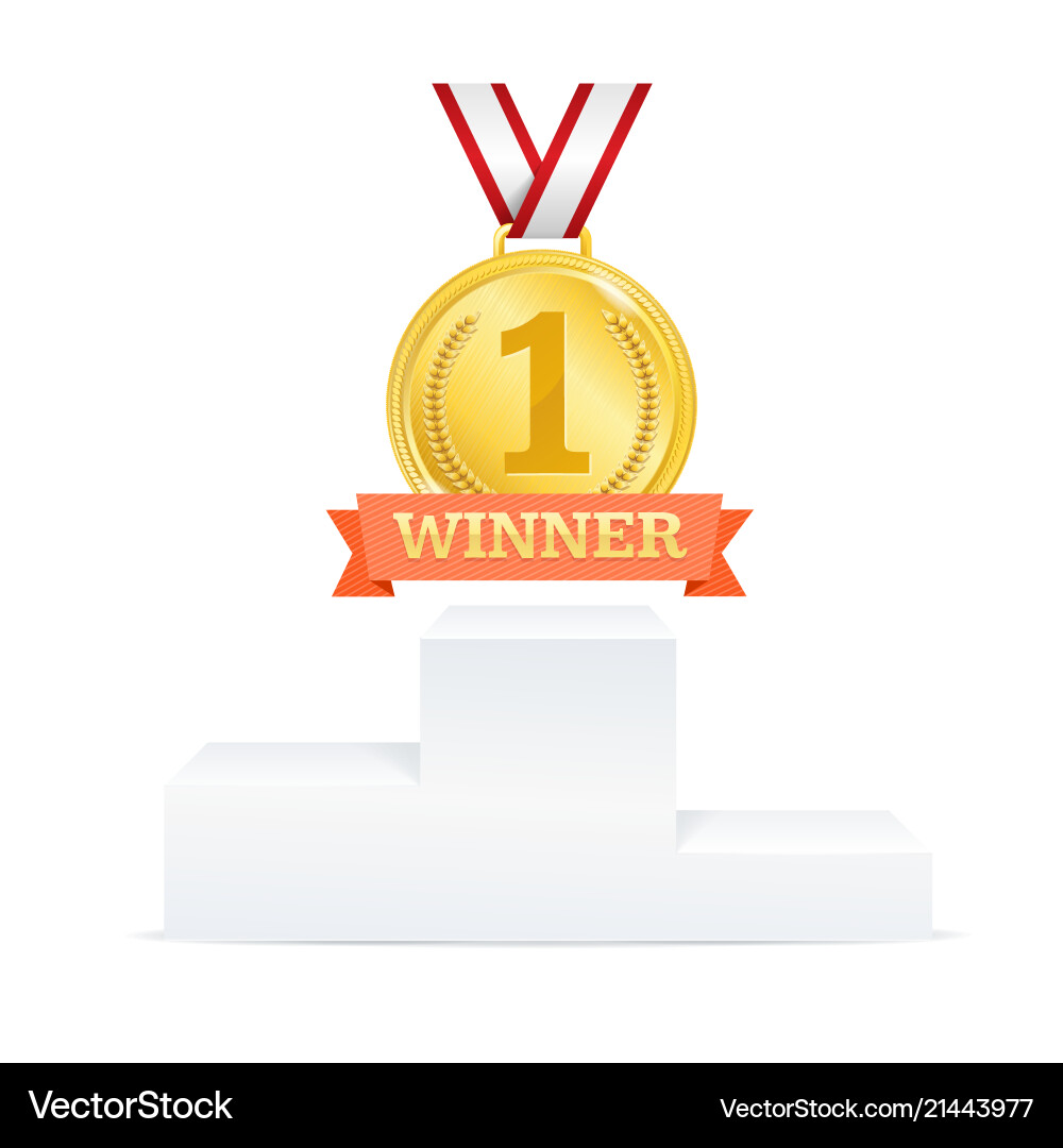 Winner concept with realistic 3d detailed golden Vector Image