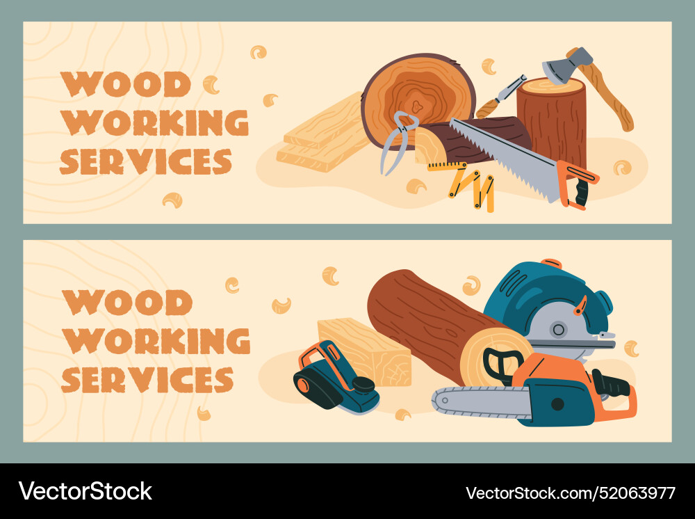 Woodwork carpenter service banners professional Vector Image