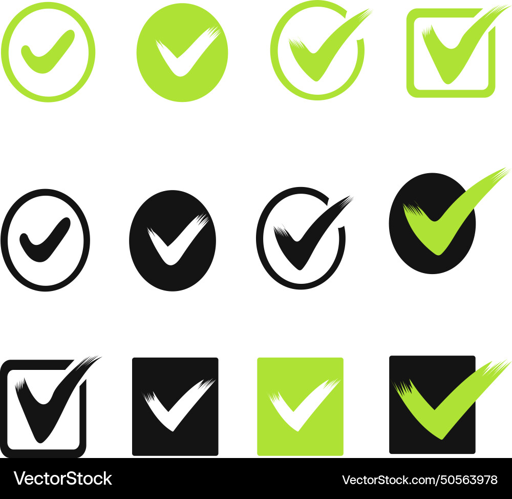 Check mark and cross icon set Royalty Free Vector Image