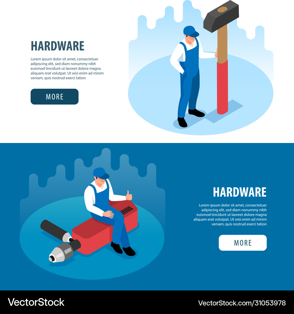 Hardware horizontal banners Royalty Free Vector Image