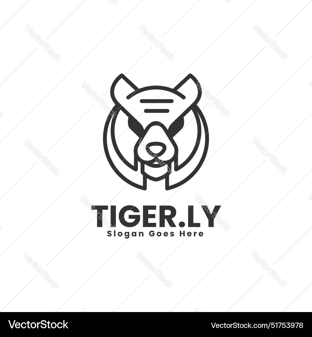 Logo tiger line art style Royalty Free Vector Image