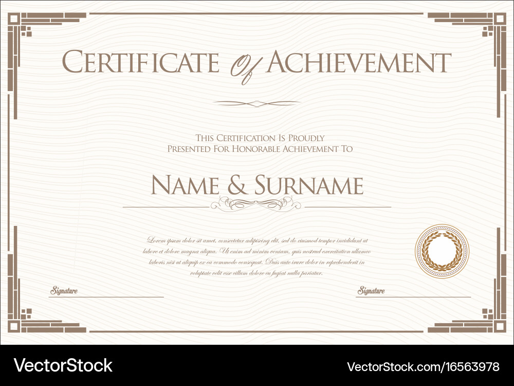 Retro Certificate Diploma Template Royalty Free Vector Image