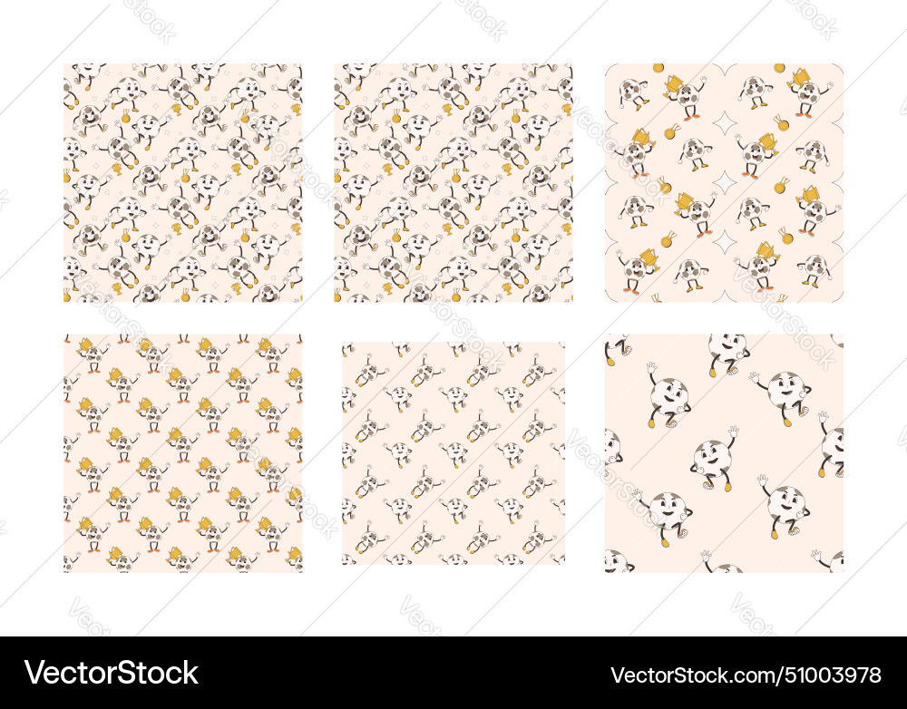 Soccer ball seamless patterns collection football Vector Image