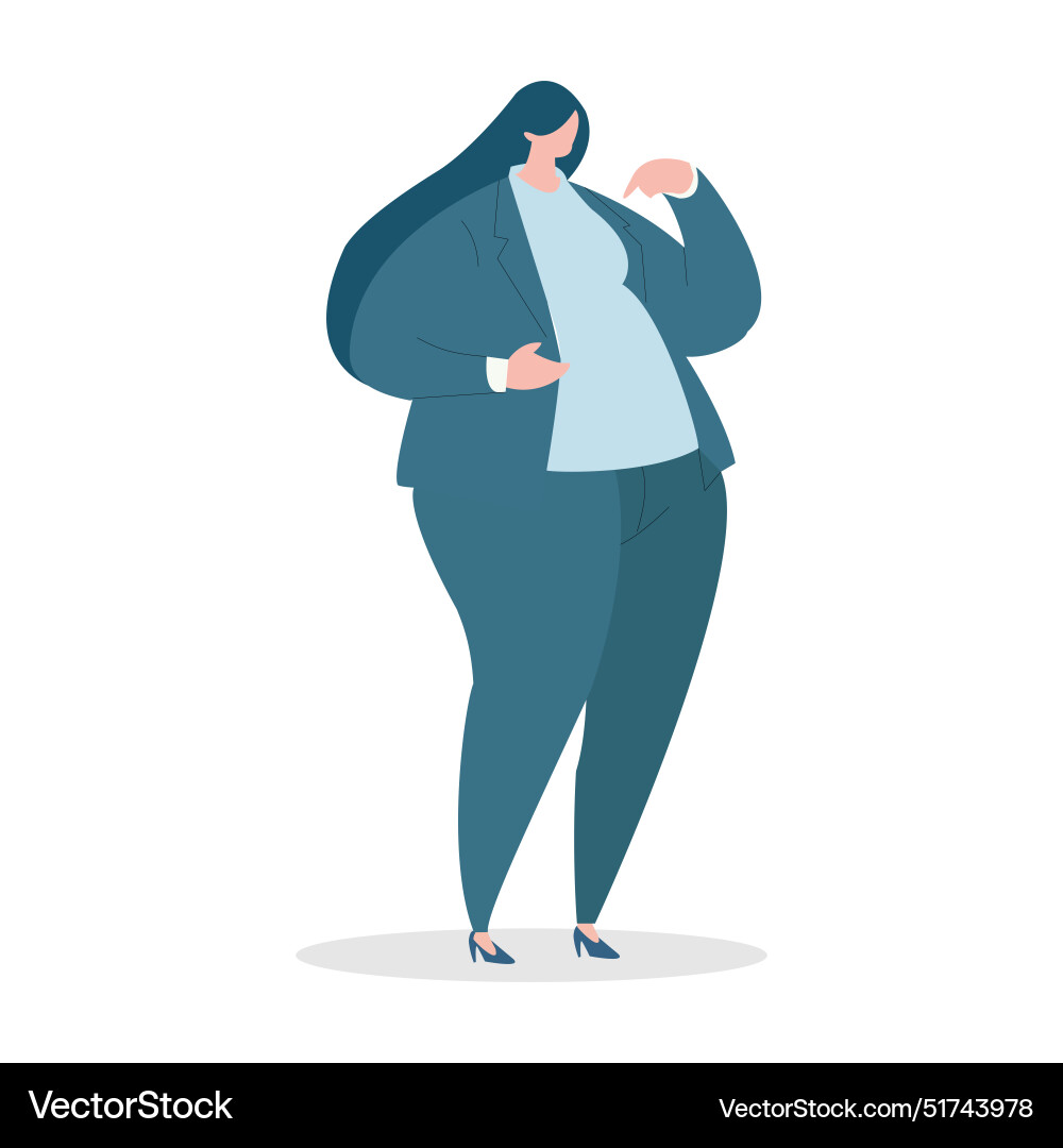 Woman pointing her sefl flat on white background Vector Image